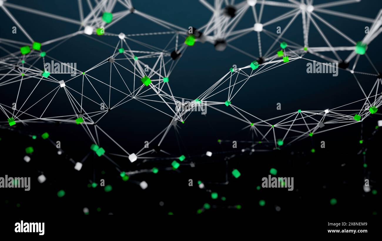 Moving structure of points, lines and triangles. Design. The camera ...