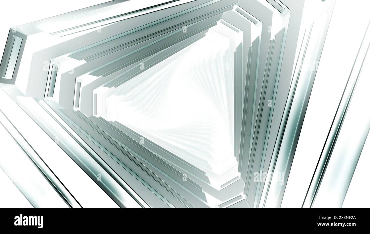 Movement in triangular cyber tunnel. Motion. Advancing cyber tunnel ...