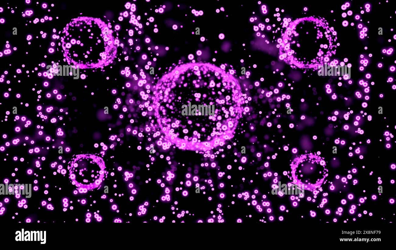 Animation with moving stream of bubbles and large circles. Design ...