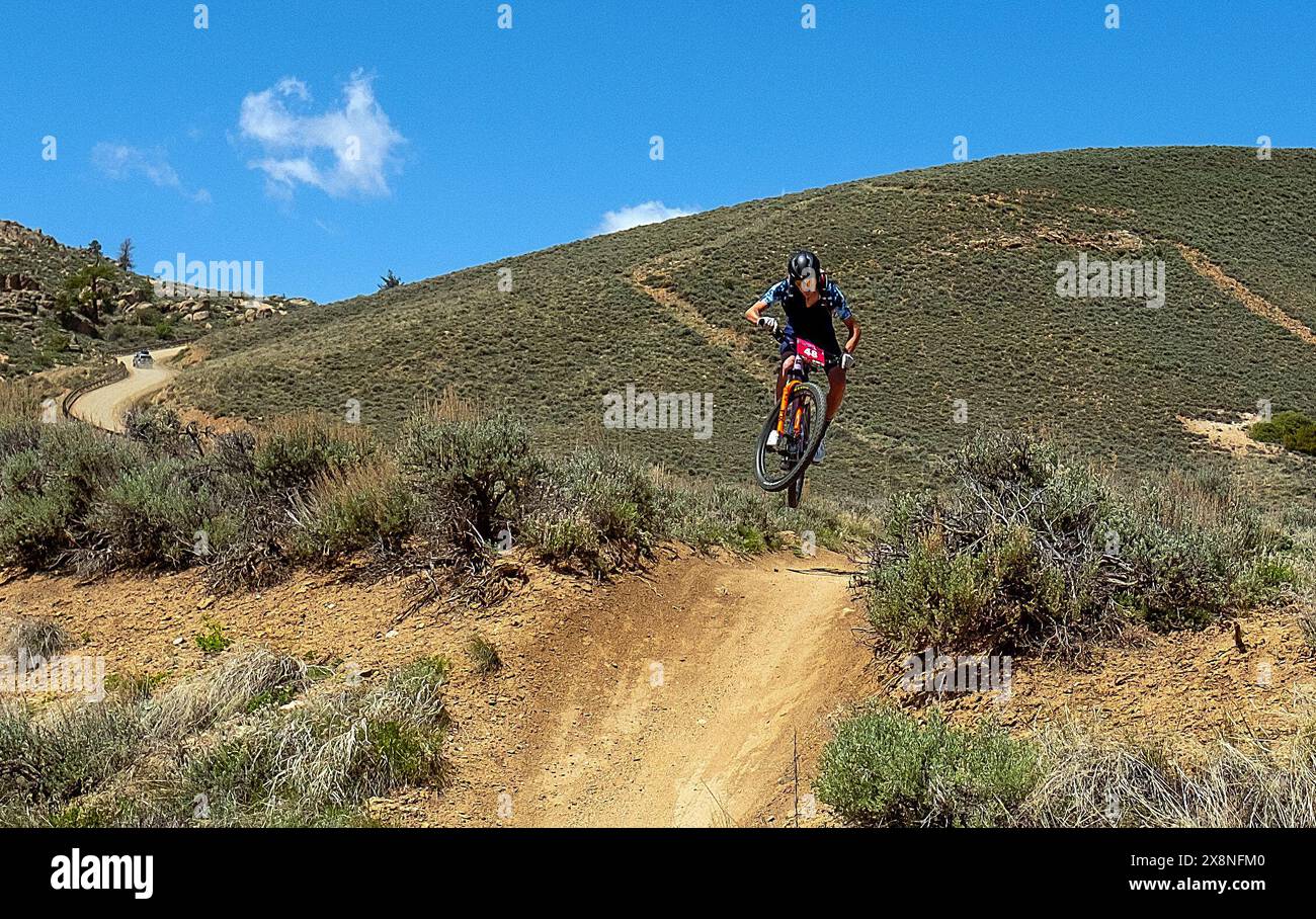 May 26, 2024: Cyclist, Wyatt Smith, makes final sprint dot the finish ...