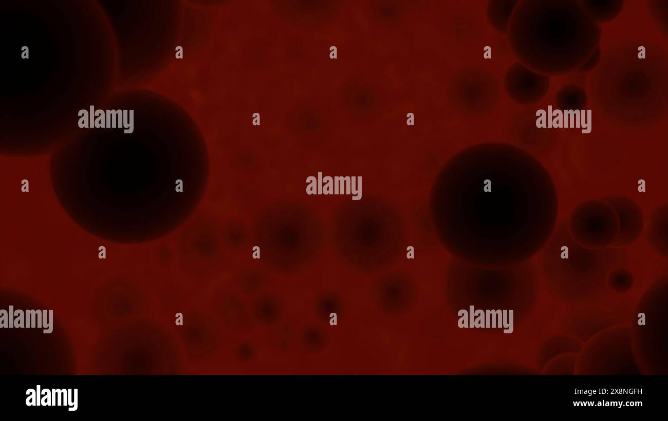 3d simulation of cells in microscopic view. Design. Red blood flow with ...