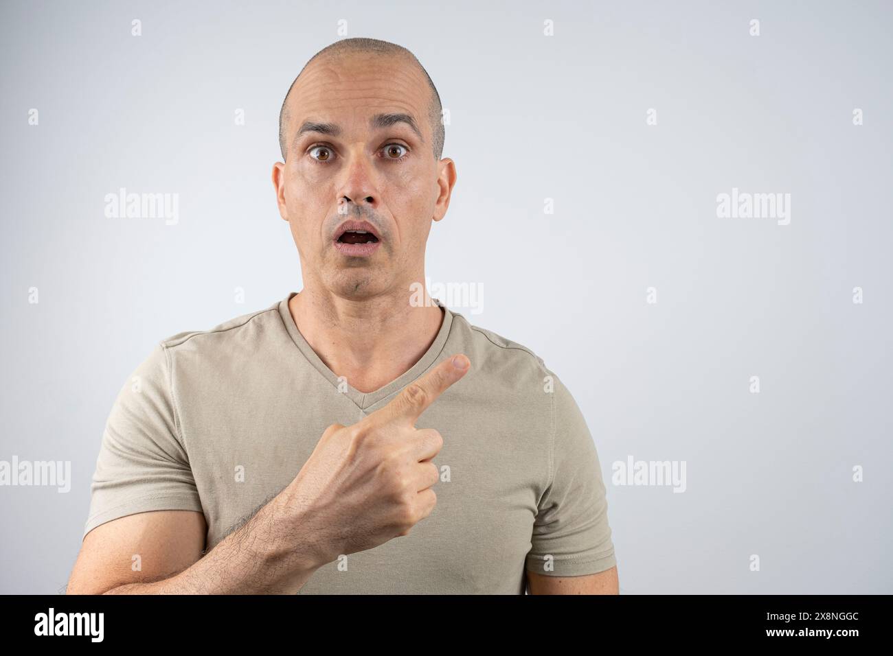 Caucasian, Brazilian man, 48 years old, in the studio showing emotions ...