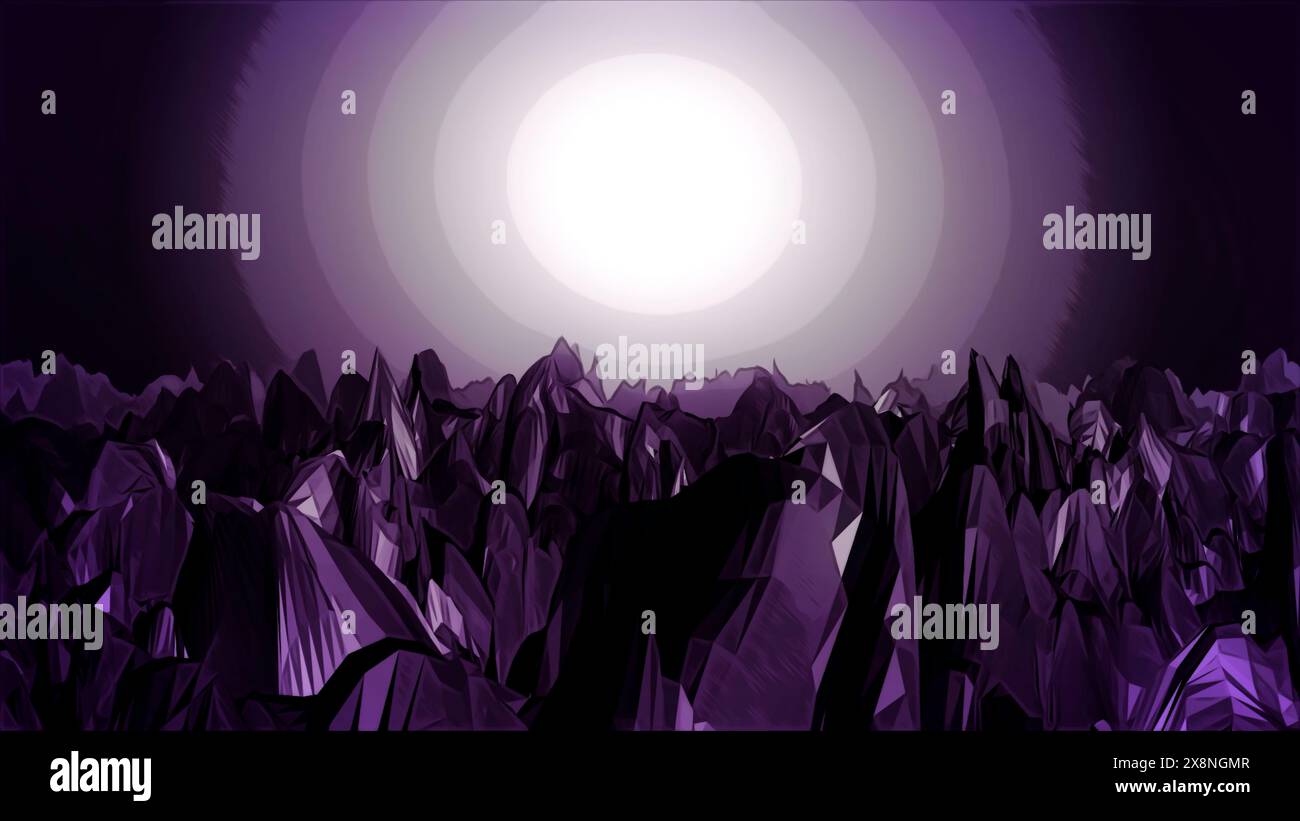 Flying inside dark underground cave with sharp rock formations ...