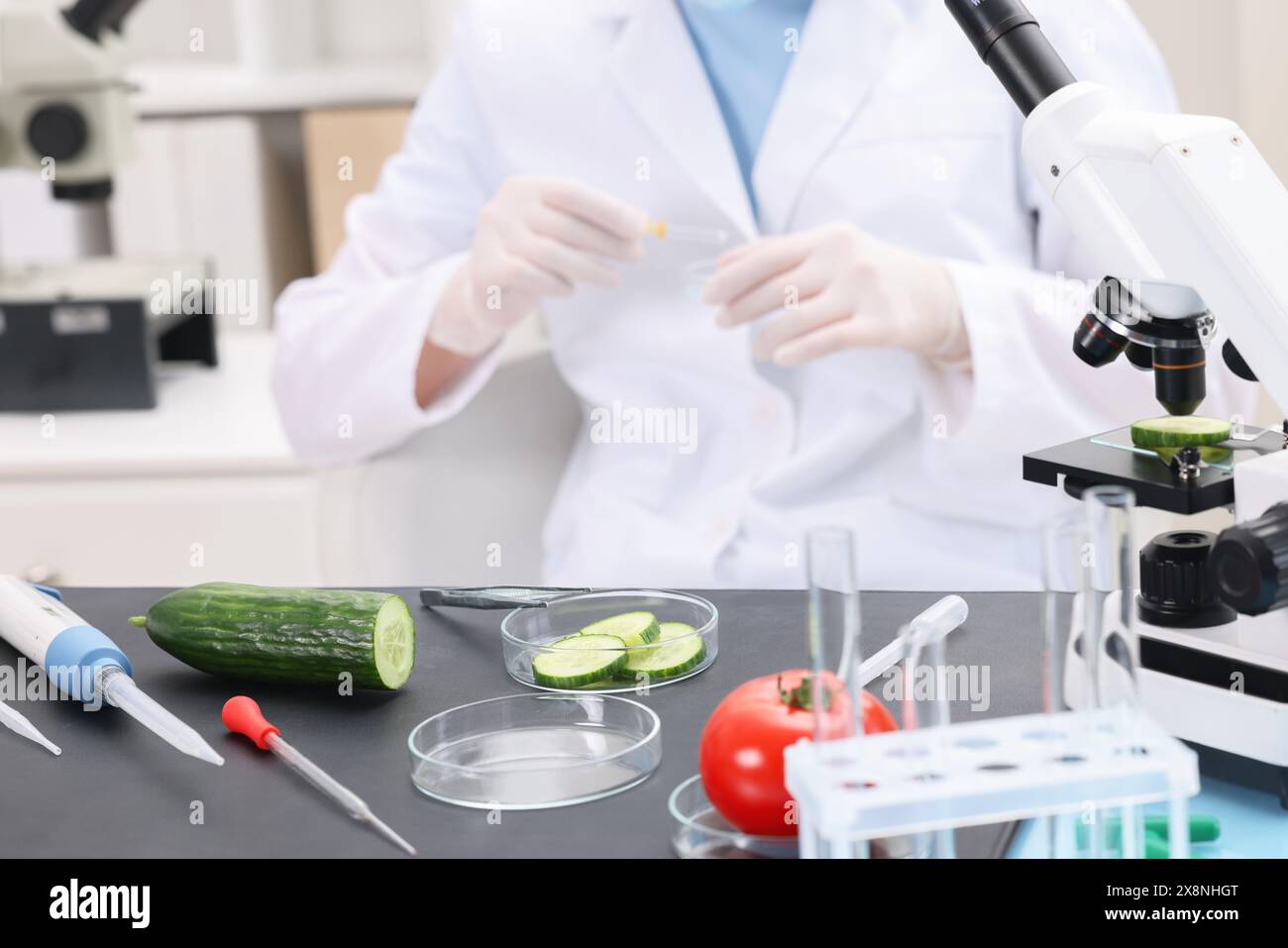 Quality control. Food inspector working in laboratory, closeup Stock ...