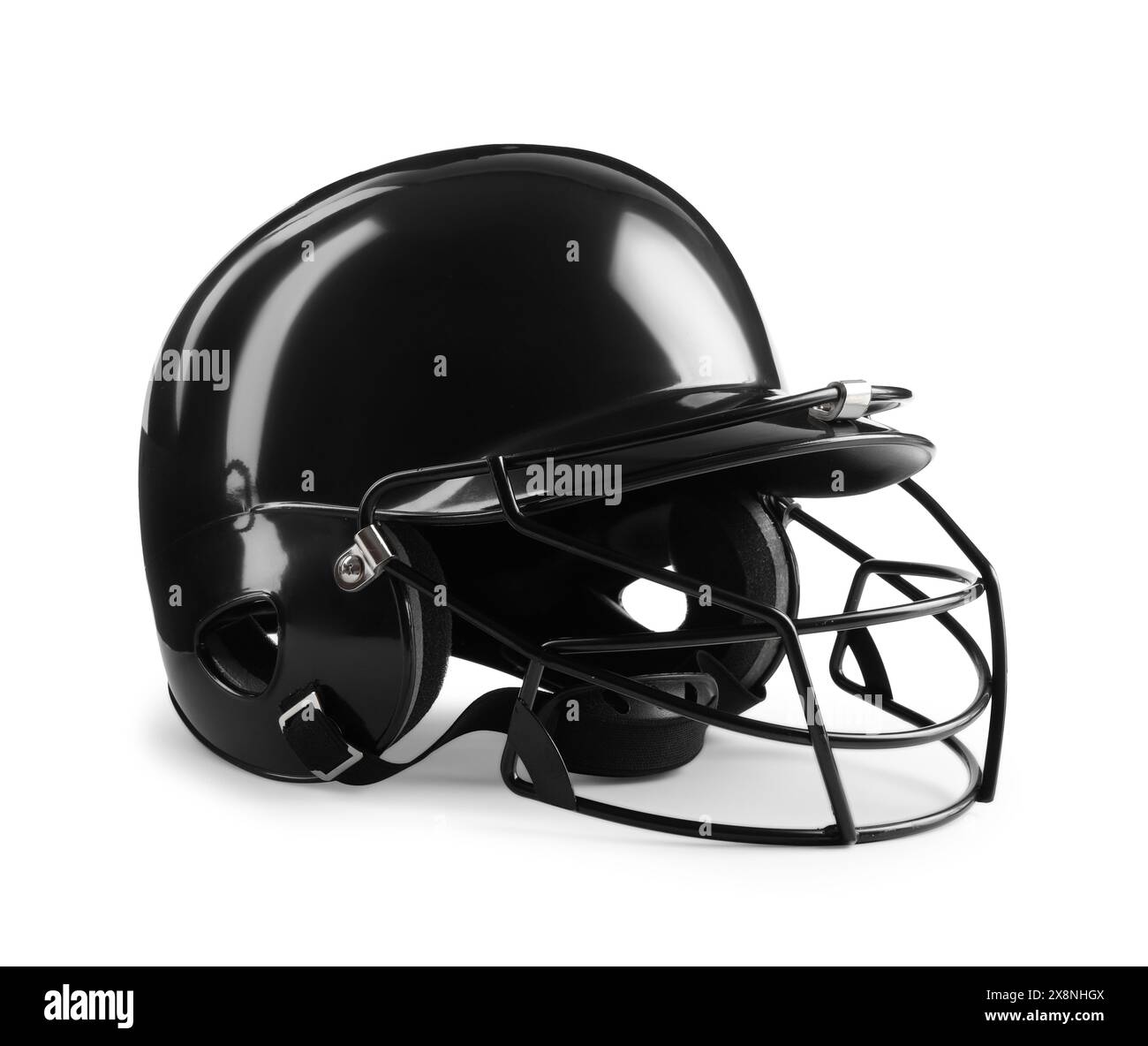 Black baseball batting helmet isolated on white Stock Photo - Alamy