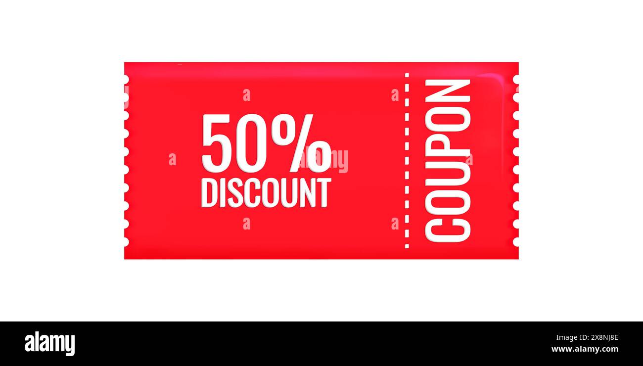 Discount coupon voucher in 3d style sale. Gift coupon. 50 percent ...