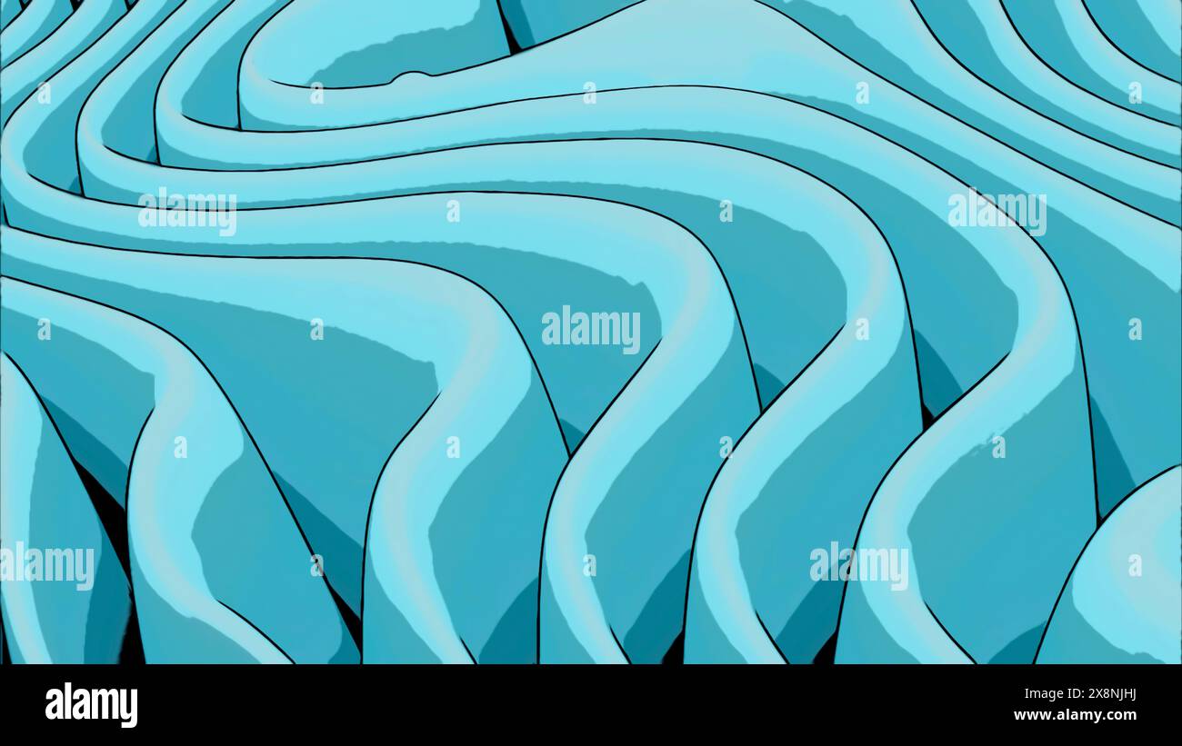 Green cartoon style flowing folds. Design. Endless bending and waving ...