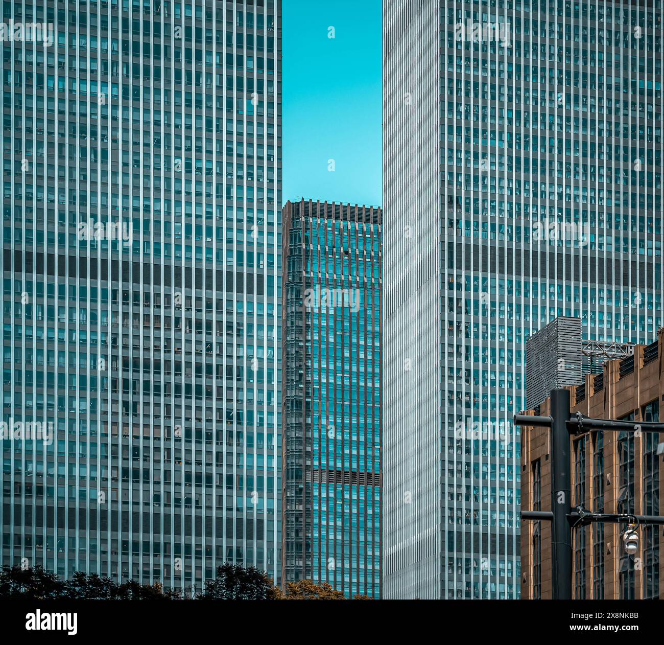 Modern financial buildings in business district; Architectural ...