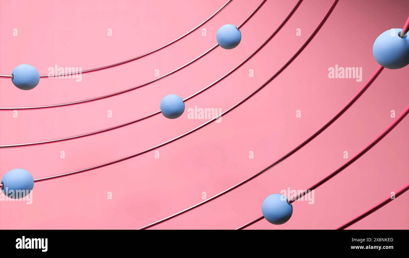 Rolling 3d balls on metal lines. Design. Balls move along trajectory of ...