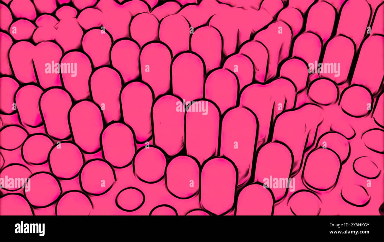 Abstract pink children toy visualization with pillars moving through ...