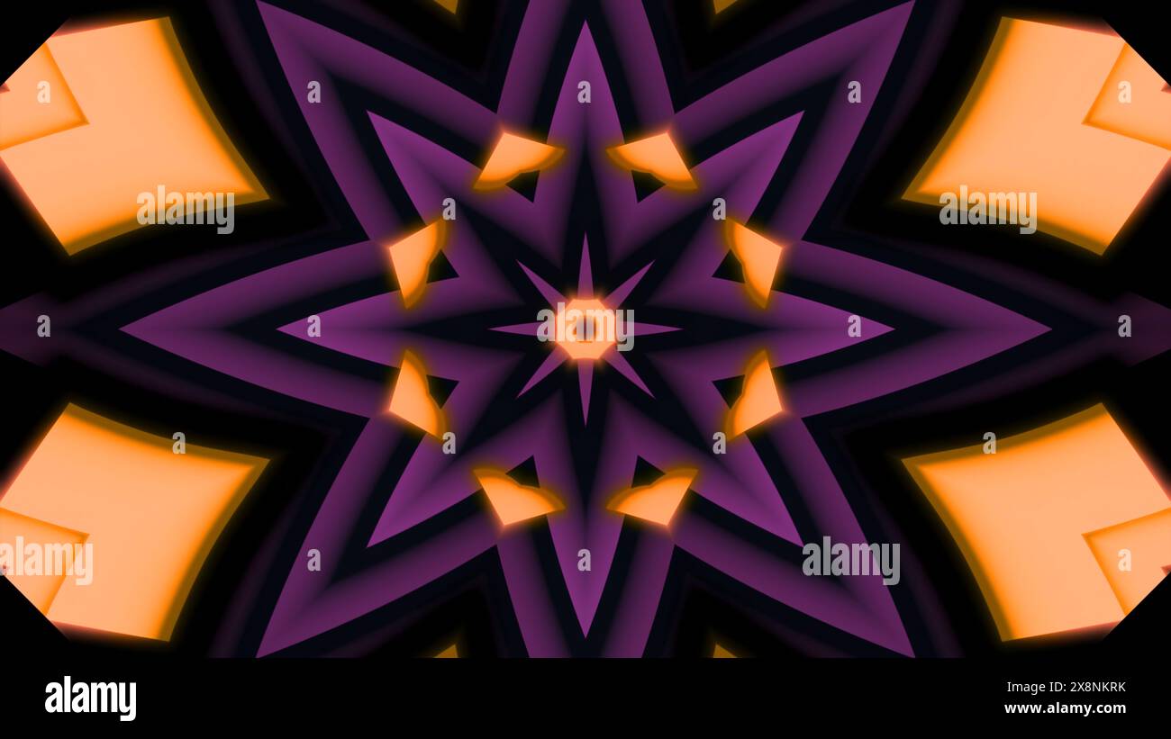 Moving pattern with pulsating shapes. Design. Star pattern with geometric shapes and psychedelic ...