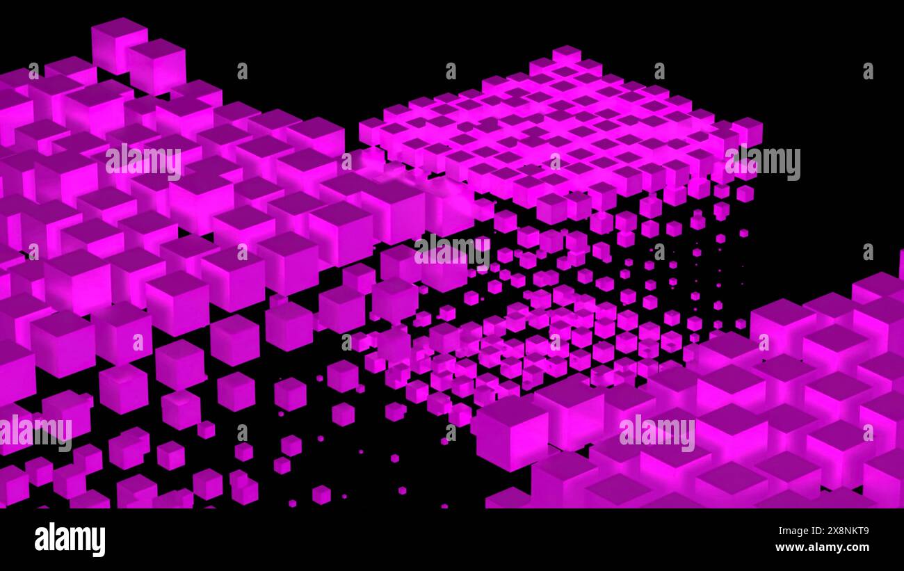 Abstract jumping bright cubes looking like digital clouds. Design ...