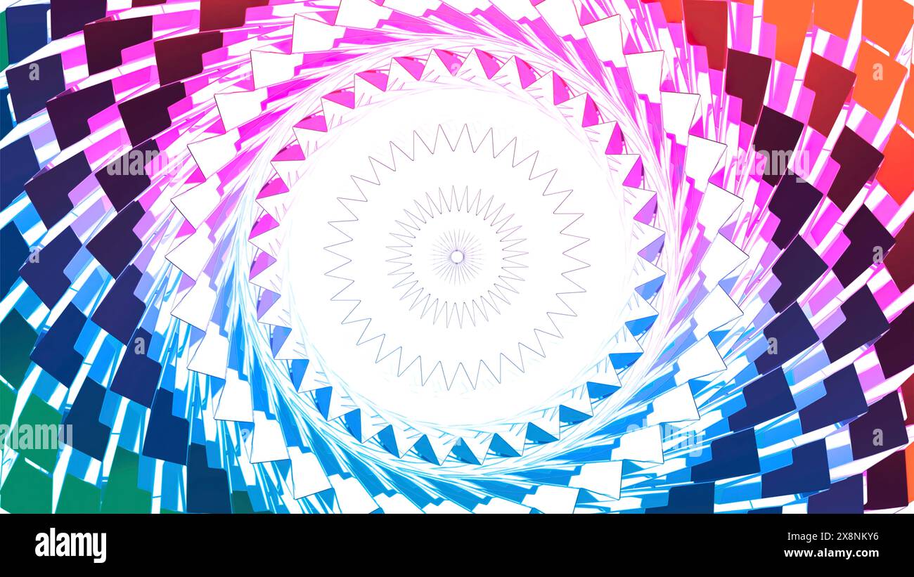 Fiery striped pattern with circular pulsating waves. Motion. Gradient color of mosaic hypnotic ...