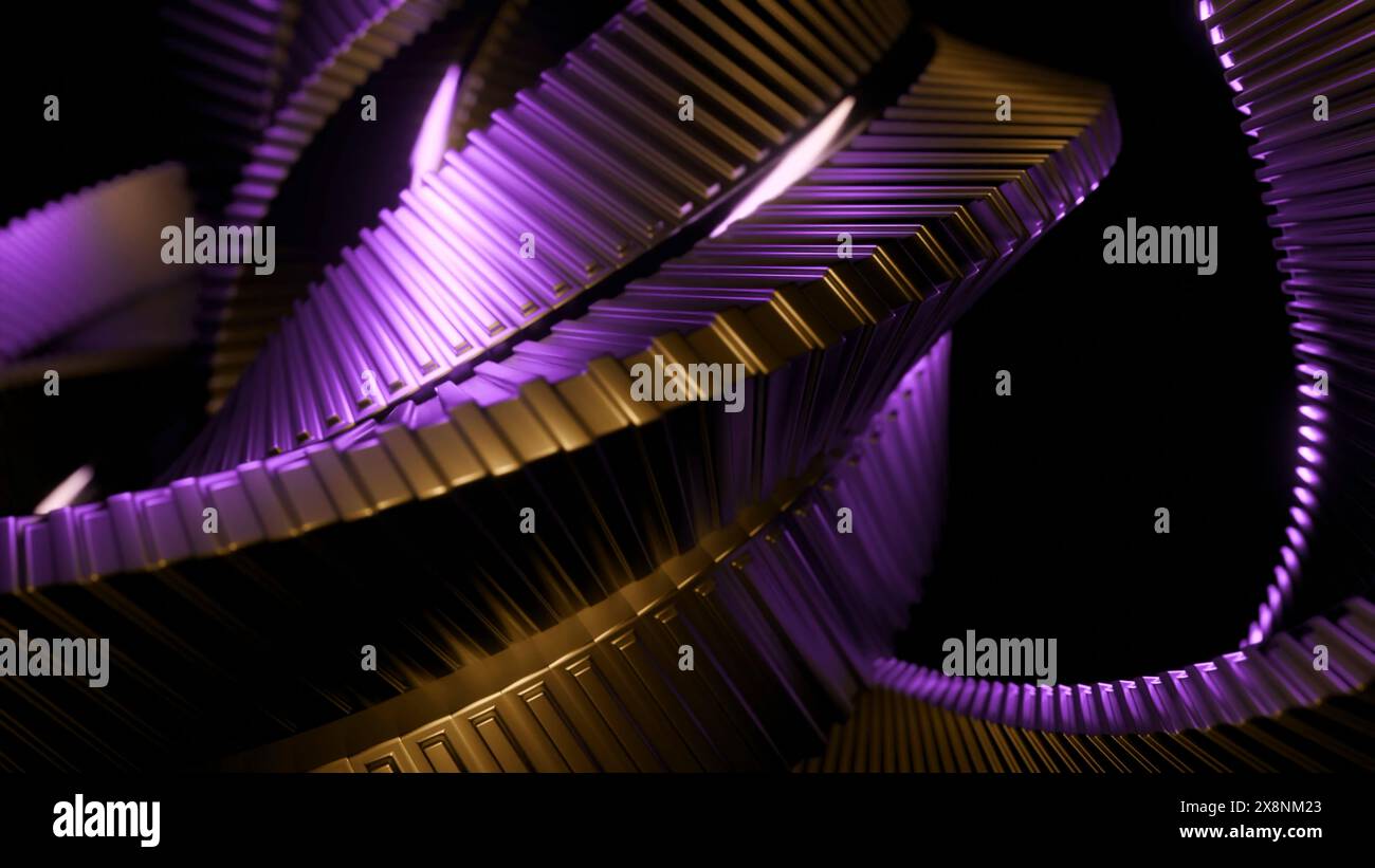 Colorful metal spiral rotating in space. Design. 3D model of abstract ...