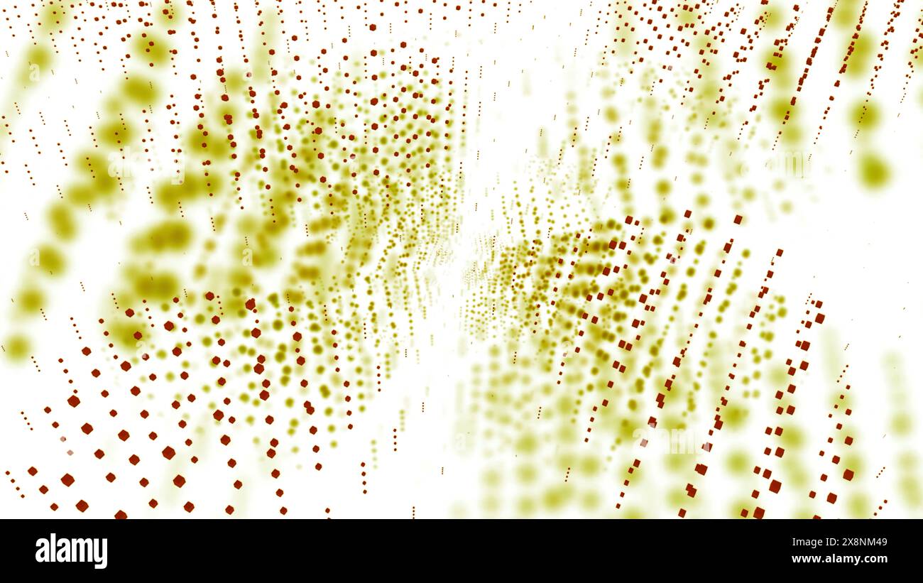 Abstract 3D space with rays of dots and colored reflections. Design ...