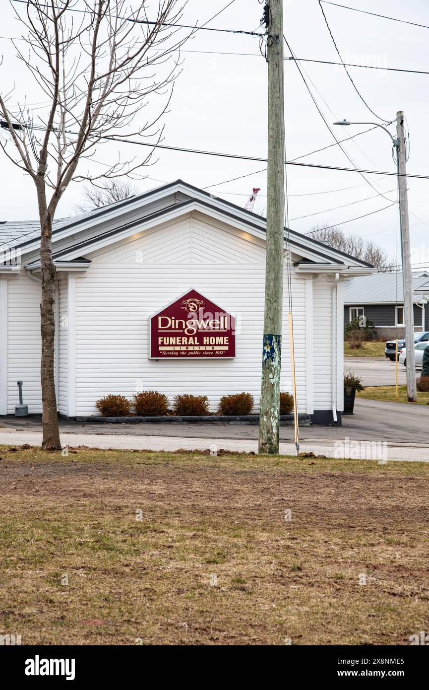 Dingwell Funeral Home sign in downtown Souris, Prince Edward Island ...