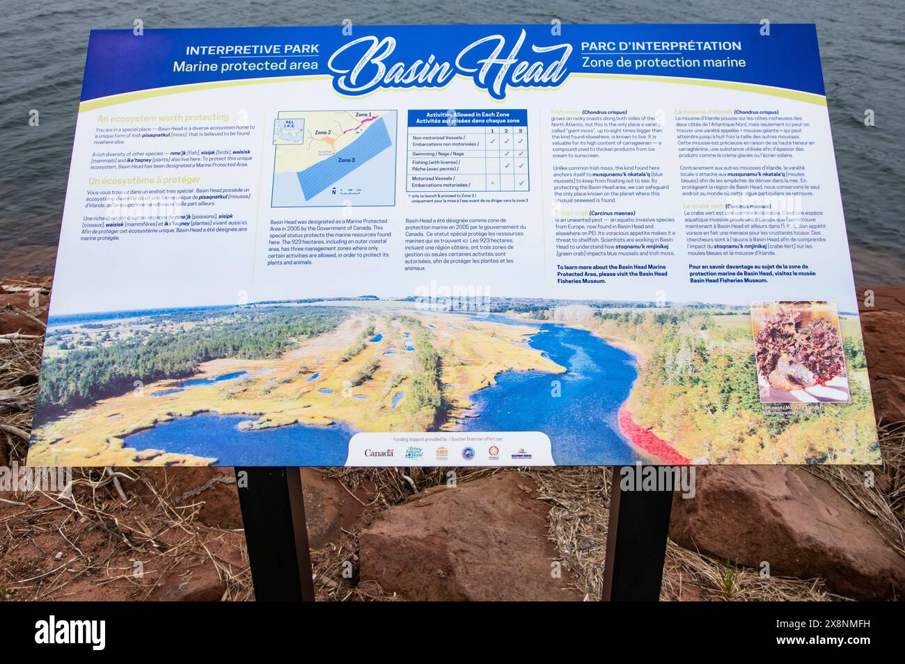 Basin Head Provincial Park interpretive marine protected area sign in ...