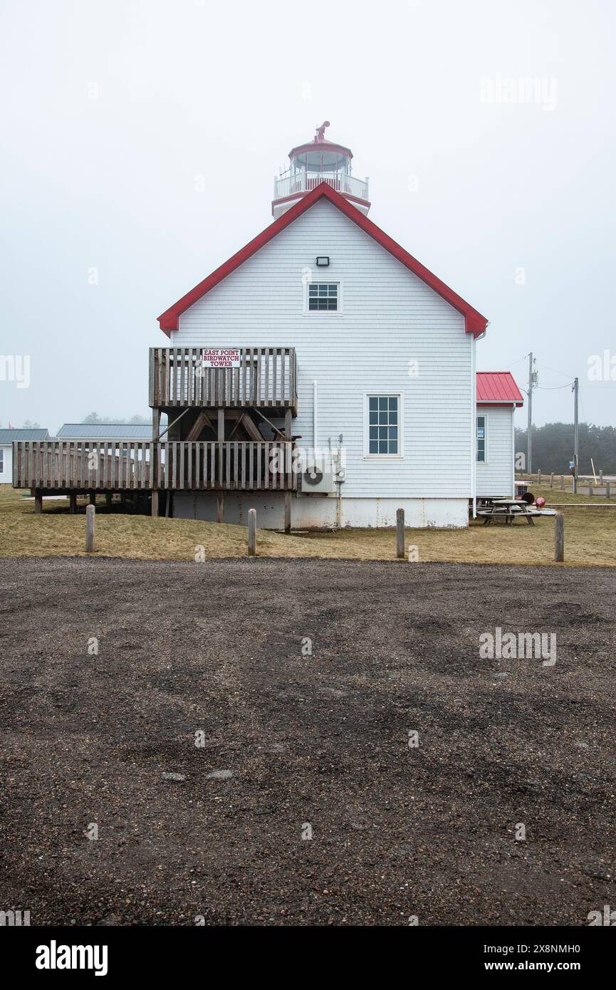 Bird watch tower at East Point Lighthouse in Prince Edward Island ...