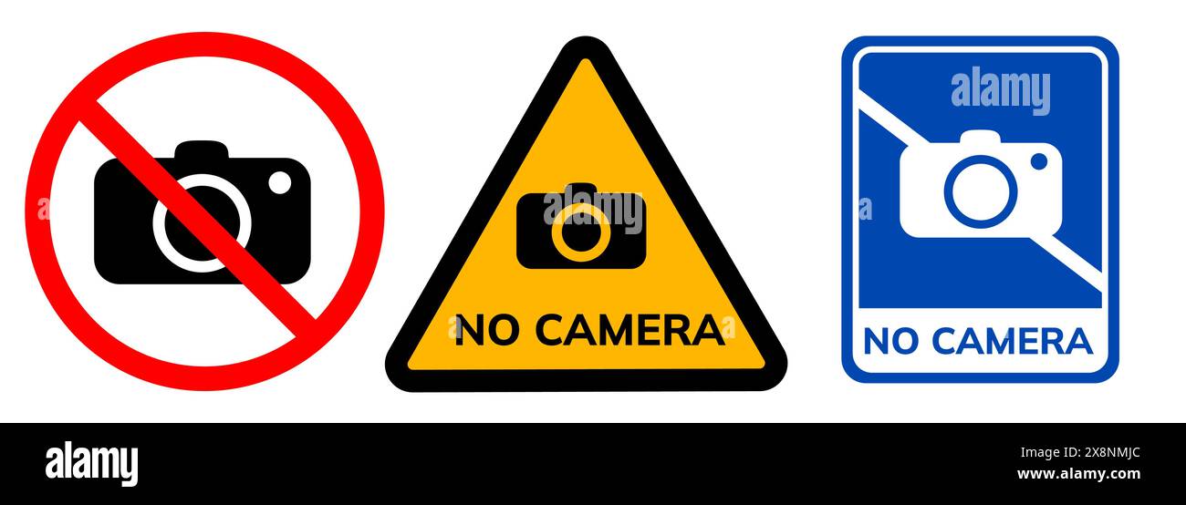 No camera restriction photo take picture graphic set yellow sticker ...