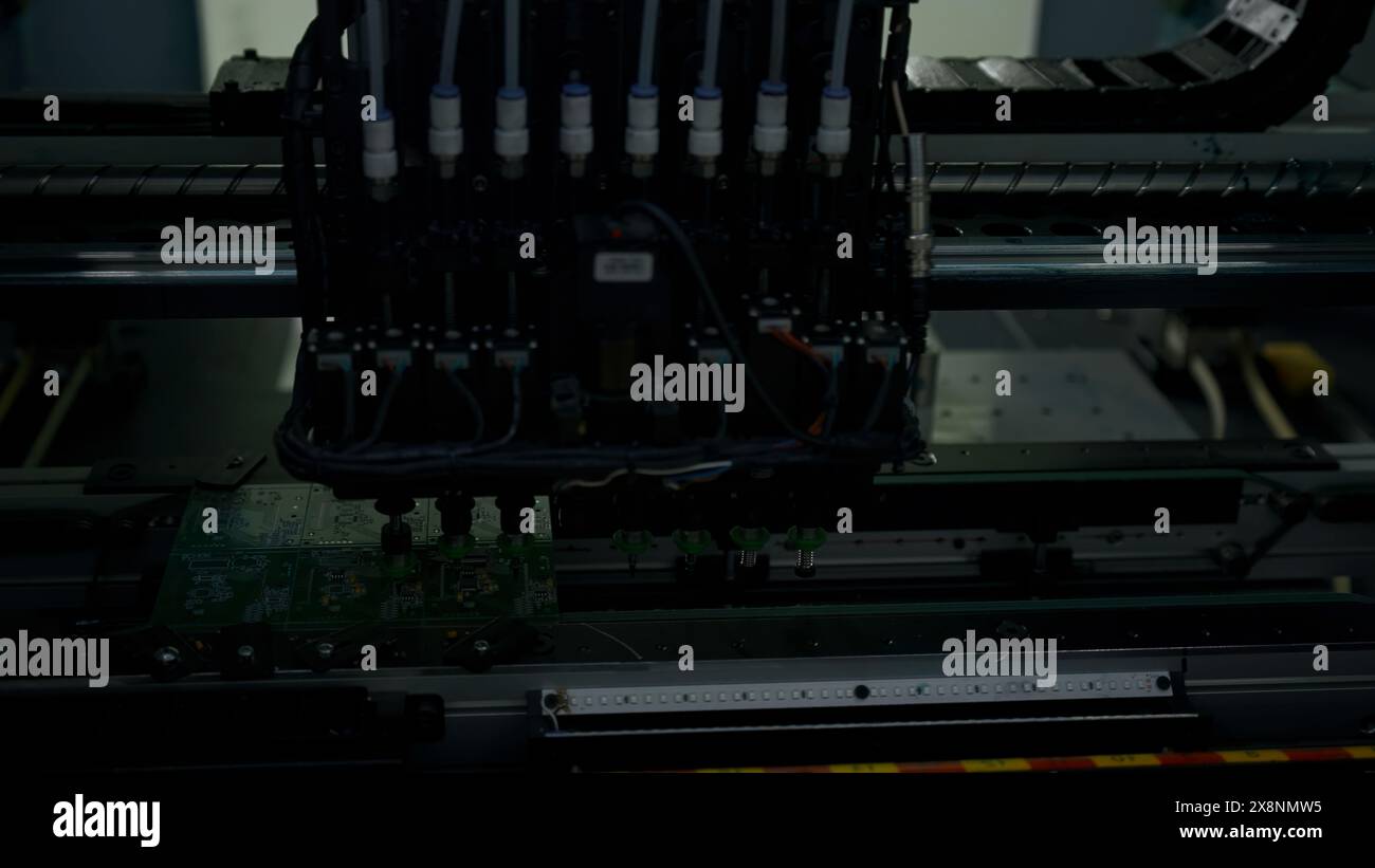 Production line with computer processors on electronics factory ...