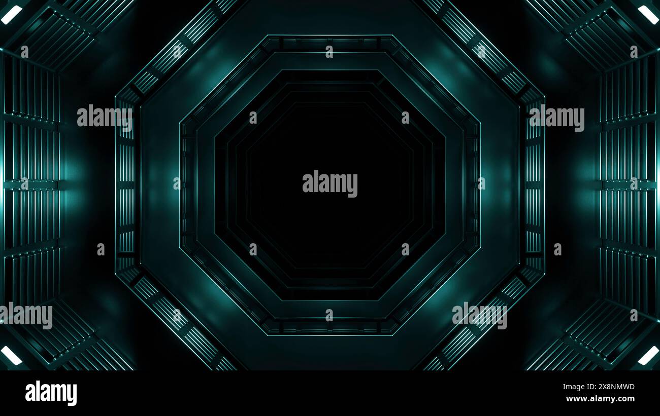 Movement in geometric 3d spaceship tunnel. Design. Geometric 3D tunnel ...