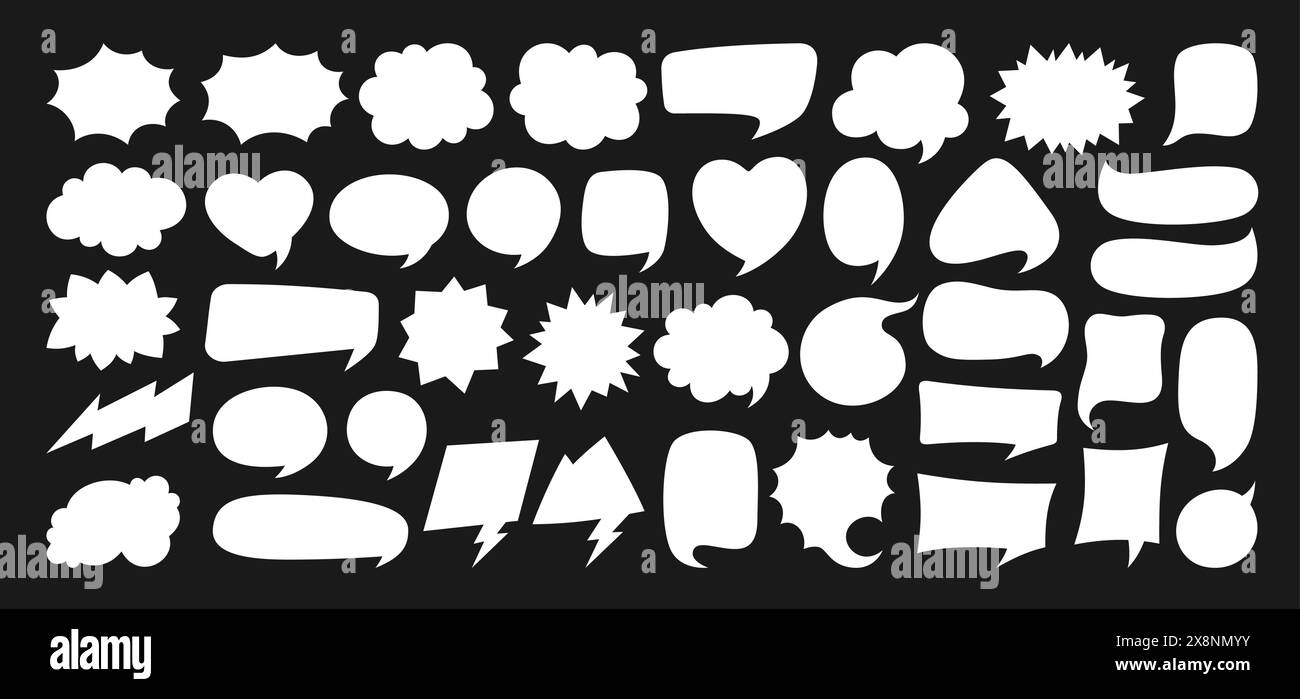 Speech bubble comic chatting box set. Silhouette empty design elements ...