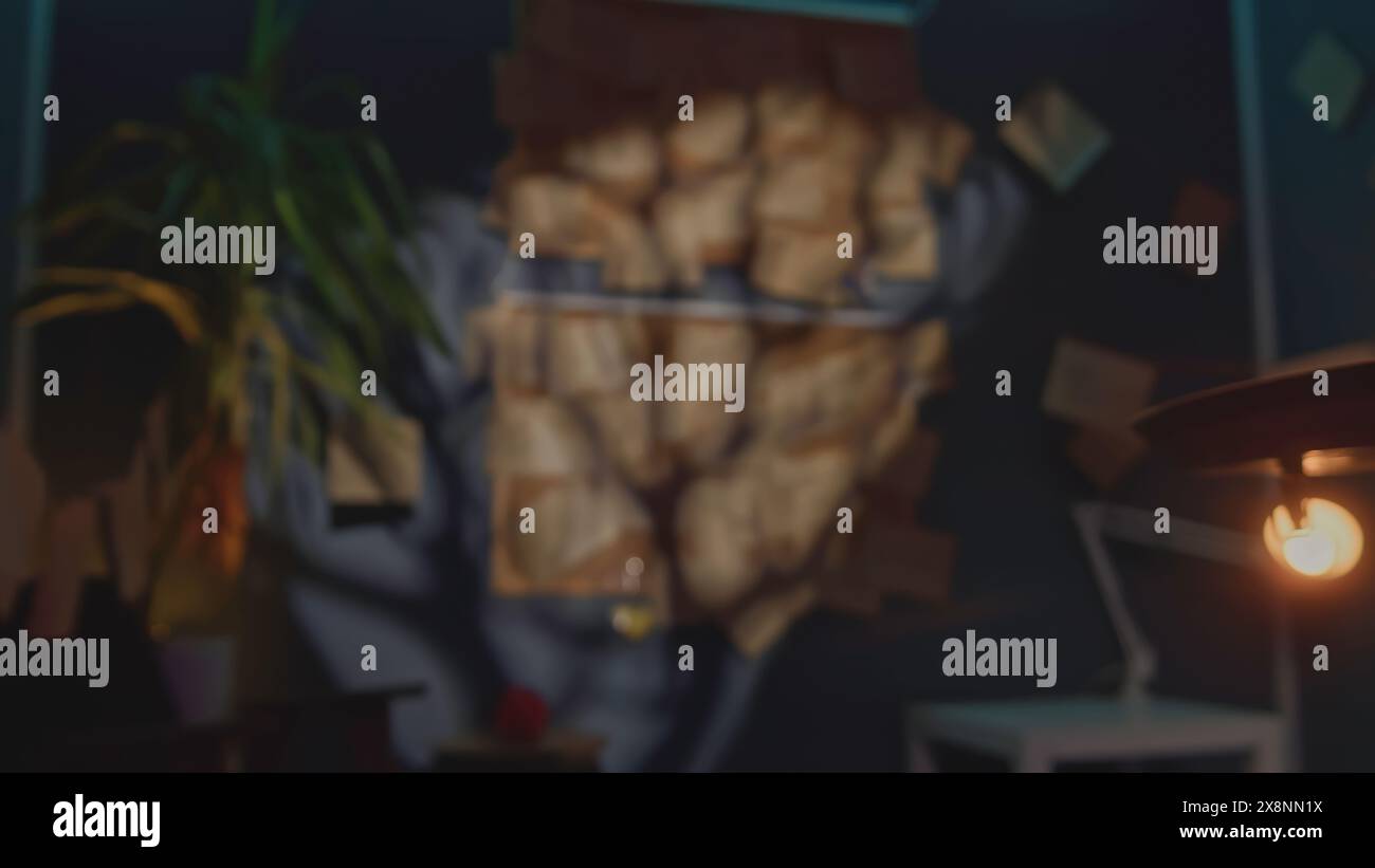 Boards with notes and threads. Stock footage. Boards with mysterious ...