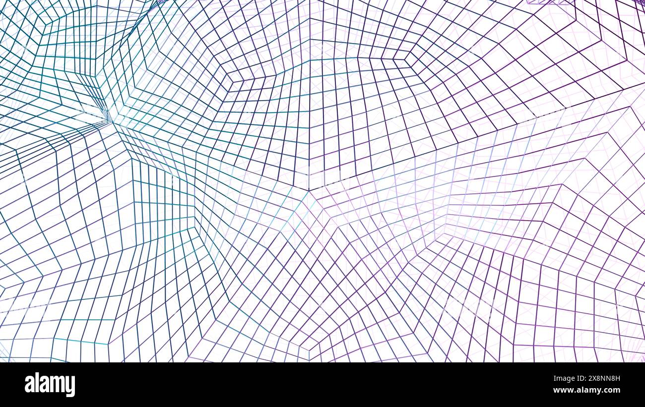Abstract texture with curving 3d grid. Design. Cyber mesh with moving ...