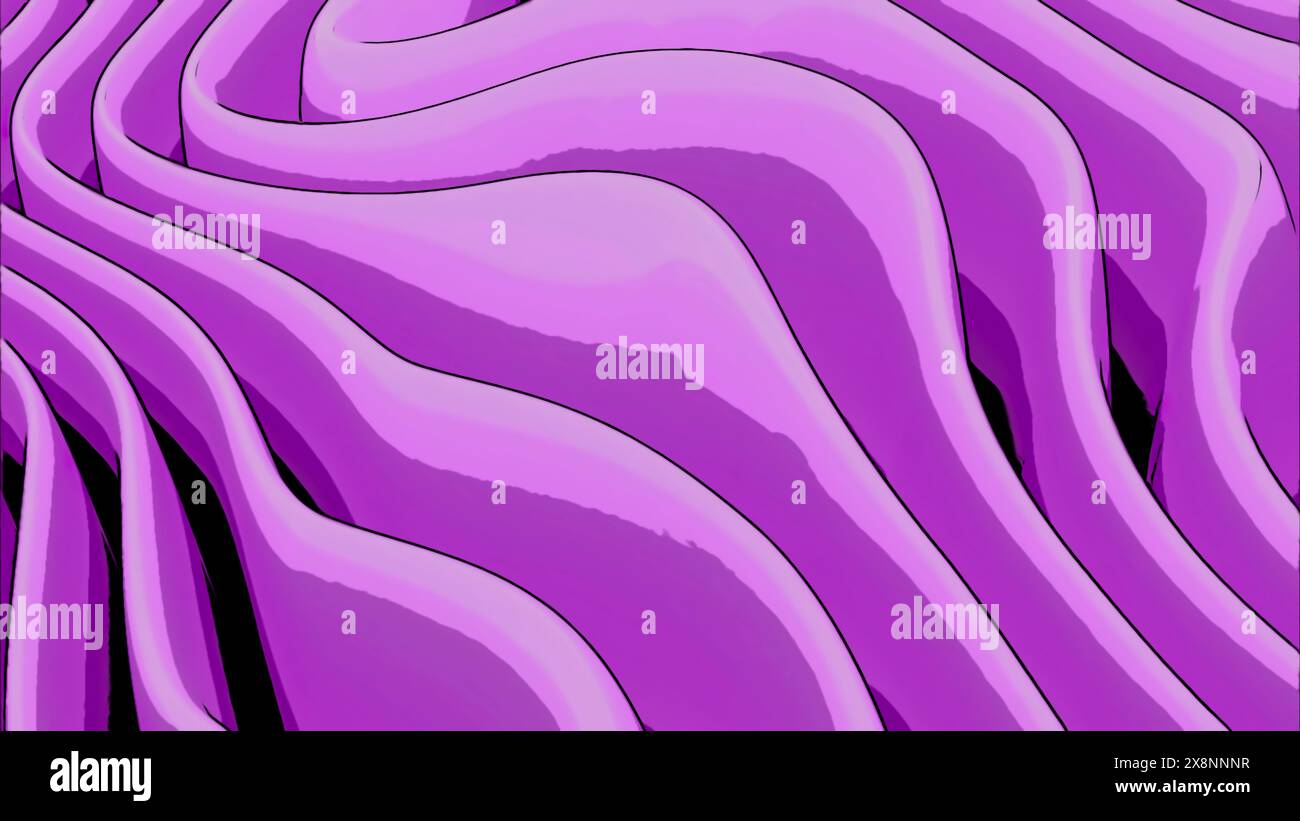 3d flexible pink folds in cartoon style. Design. Relaxing waving and ...