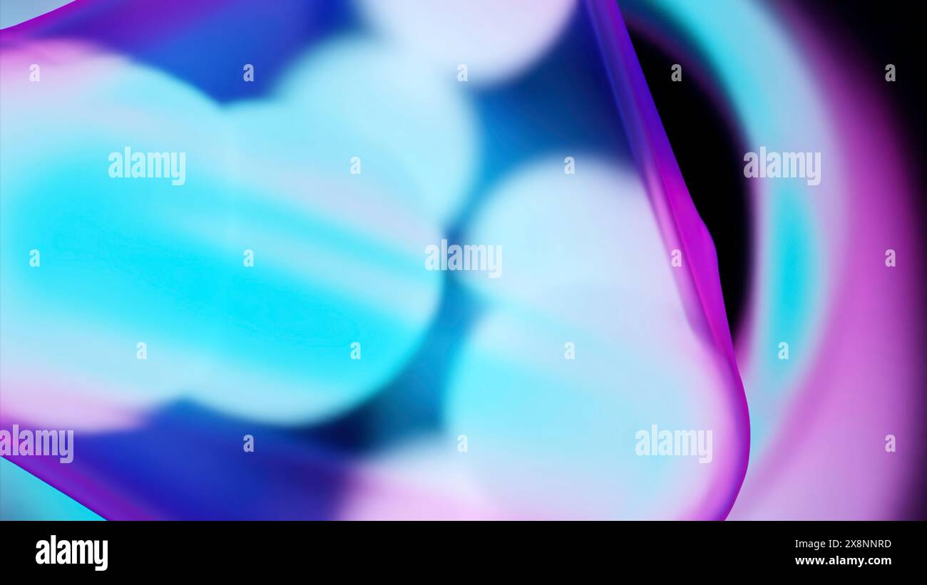 Abstract blue rotating spheres inside transparent membrane. Design ...