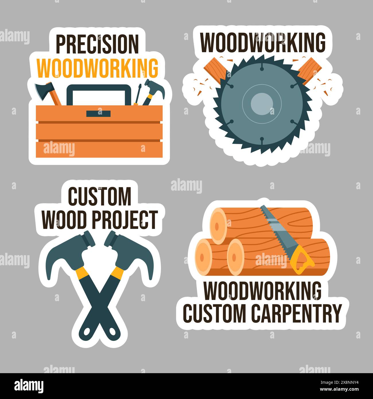 Woodworking Label Flat Cartoon Hand Drawn Templates Background ...