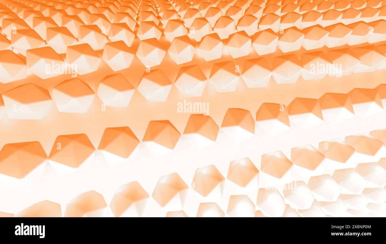 Rows of rotating multifaceted figures. Motion. Endless 3d shapes with ...