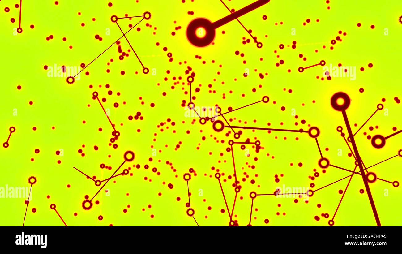 Abstract technology background with red animated lines and dots. Design ...