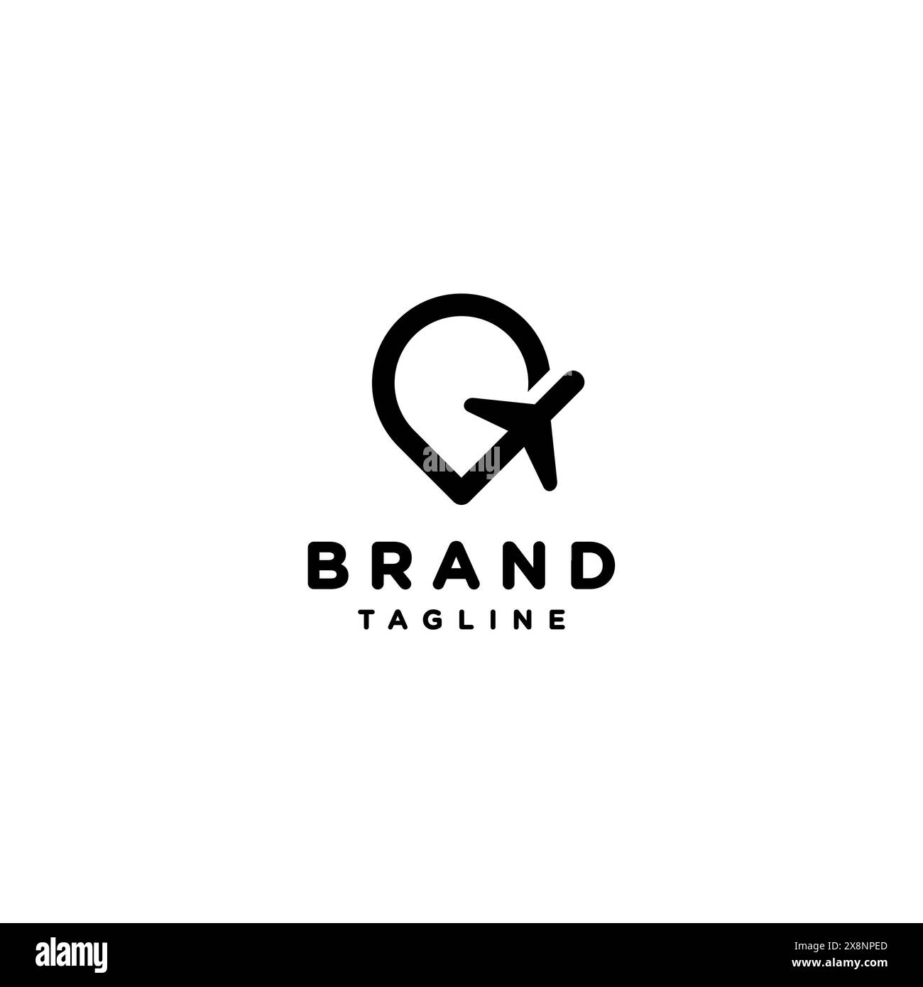 Airplane Flying Line Forming Pin Icon Logo Design. Airplane and Pin ...