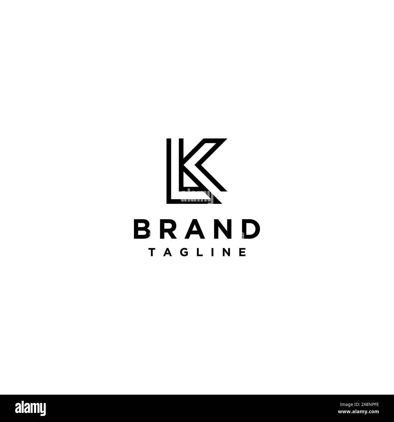 Initials of the letters L and K Logo Design with a simple outline. Initial Outline Letter LK ...