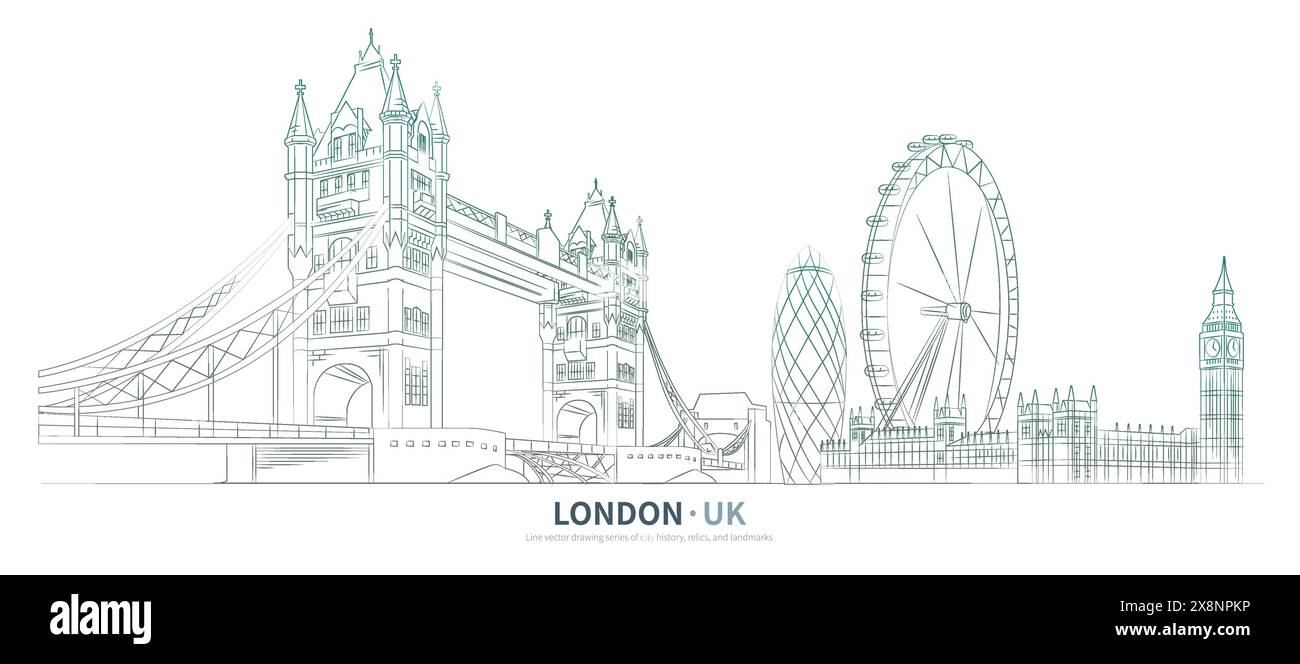 London cityscape line drawing vector. city scape sketch. sketch style ...
