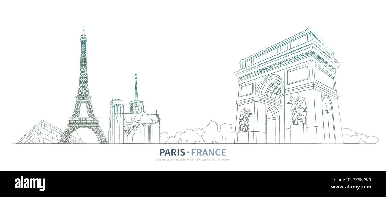 France cityscape line drawing vector. city scape sketch. sketch style ...