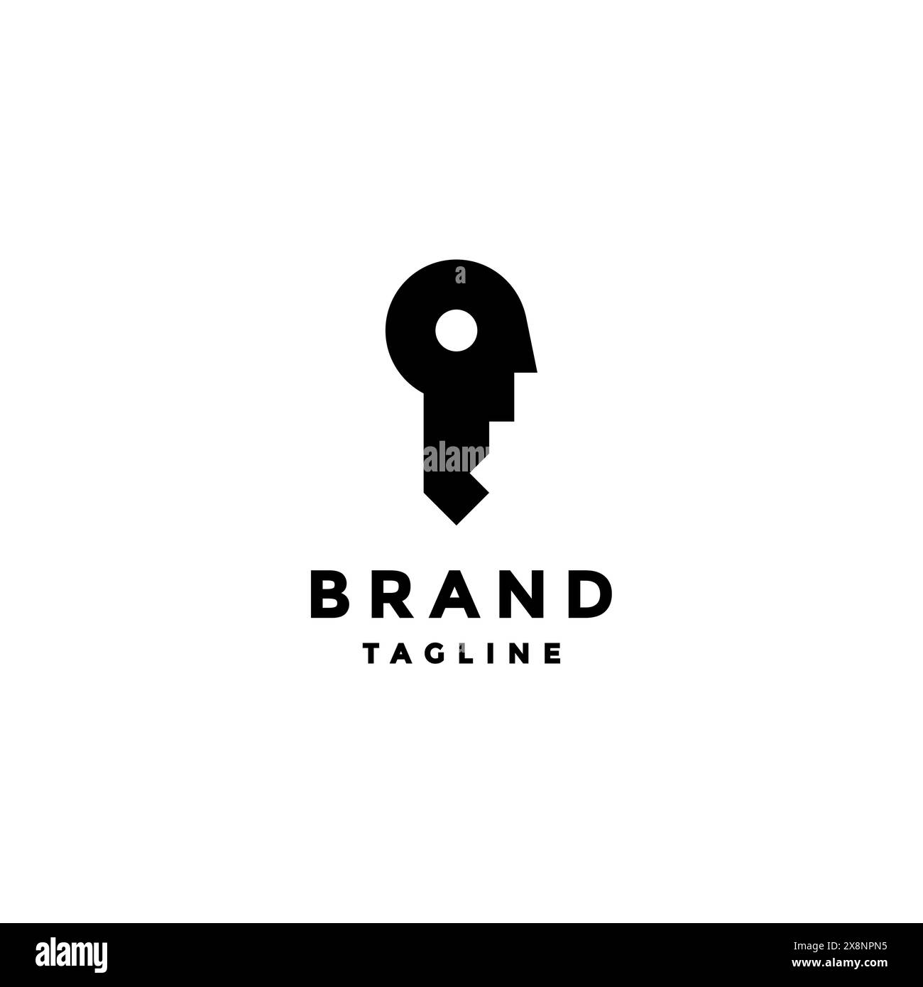 Key Icon and Human Head Silhouette Logo Design. Key Head Silhouette ...