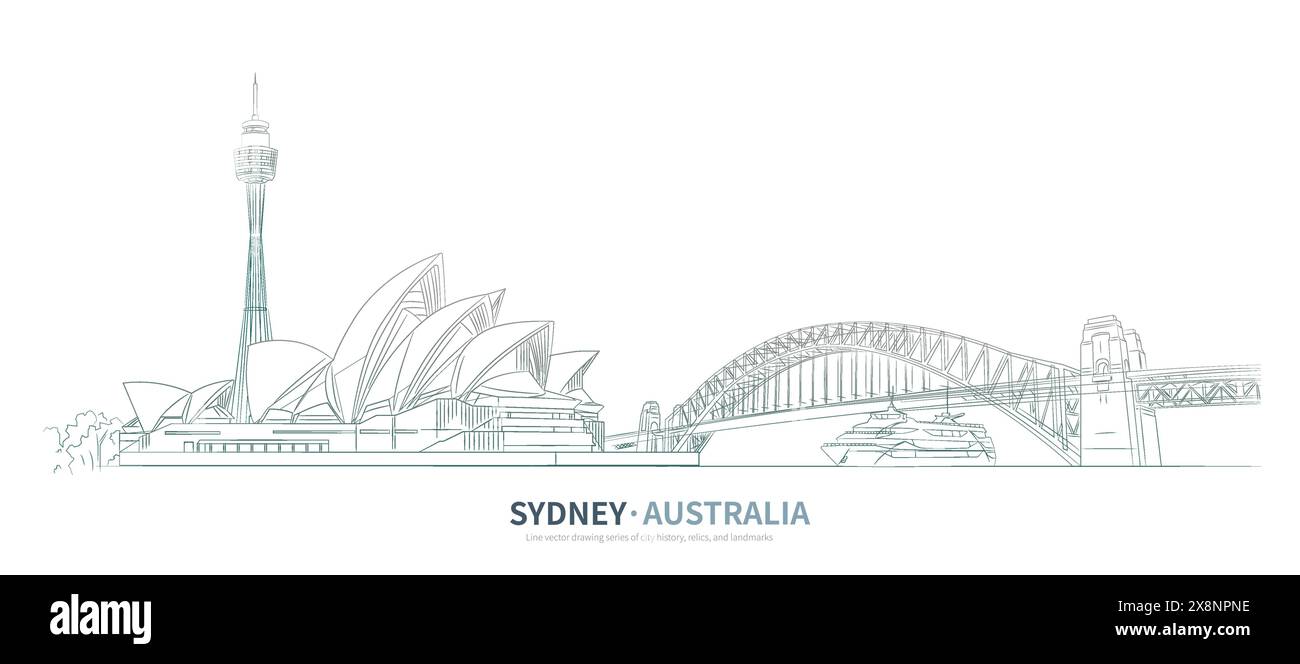 Sydney cityscape line drawing vector. city scape sketch. sketch style ...