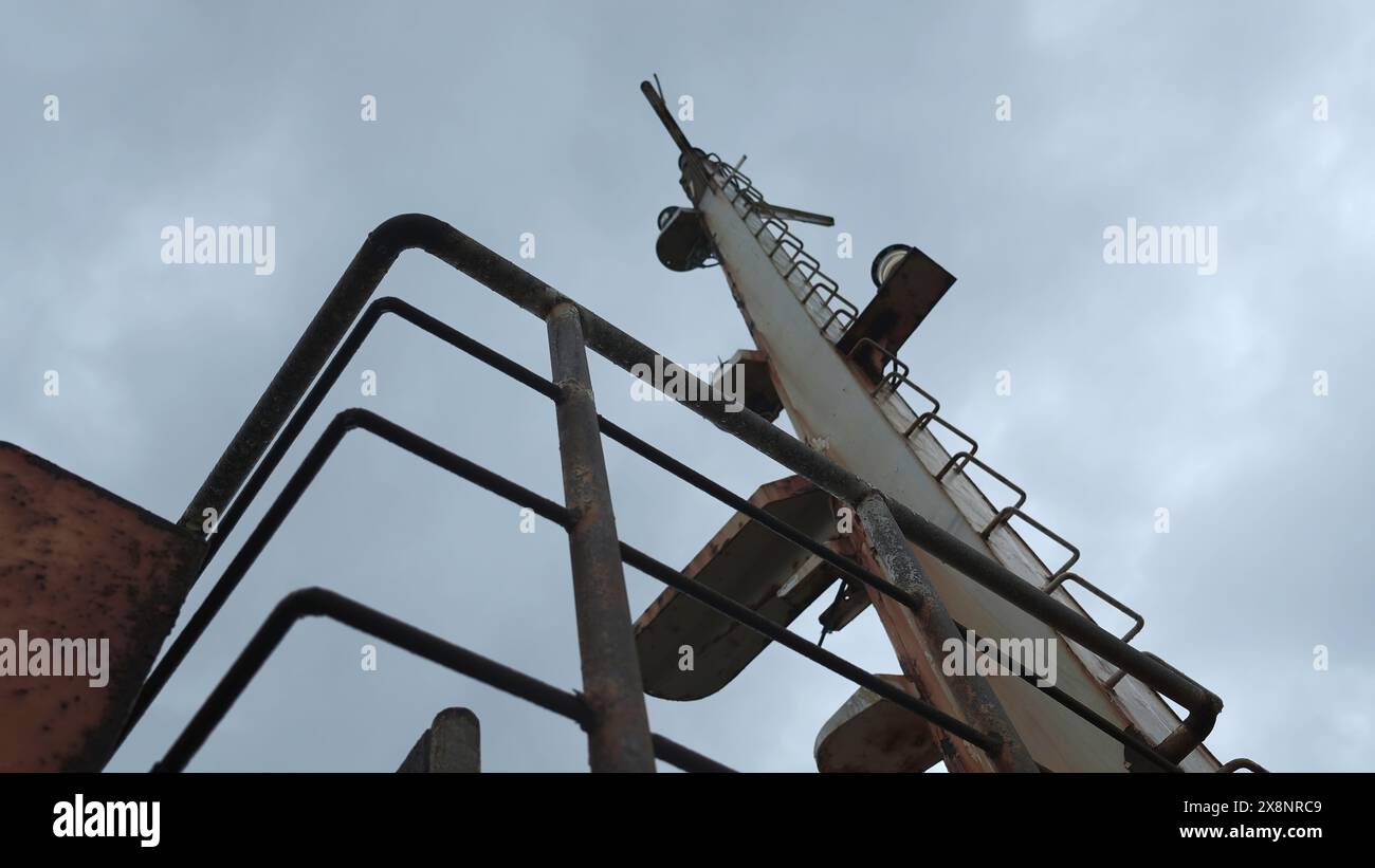 Parts of abandoned fishing boat. Clip. Abandoned boat with rusty parts ...