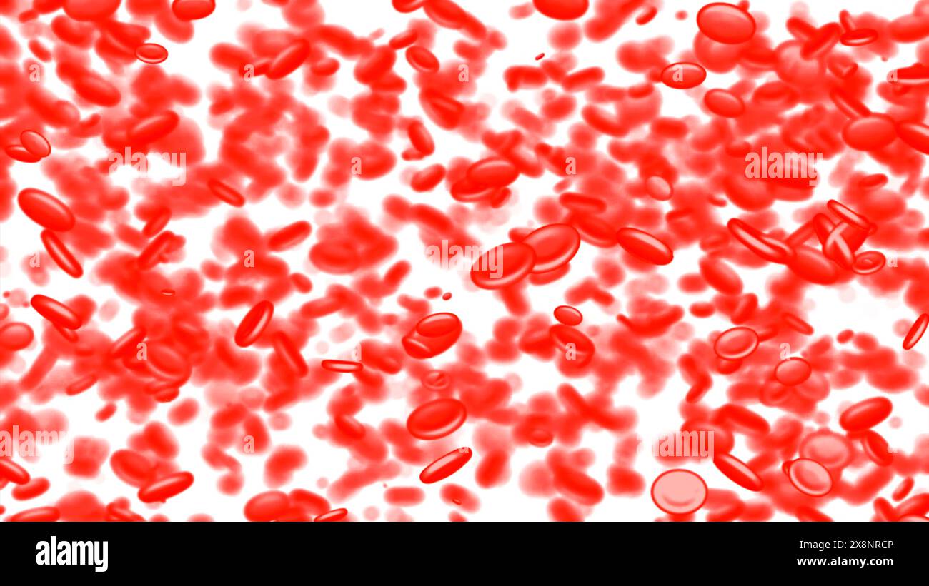 Red blood cells moving in blood stream in artery. Design. 3D animation ...