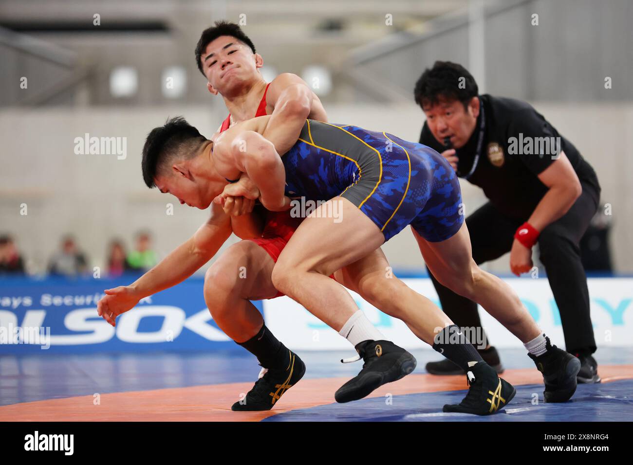 Tokyo, Japan. 25th May, 2024. (Top-Bottom) Haruto Yabe, Ryoma Hojo Wrestling : Meiji Cup All ...