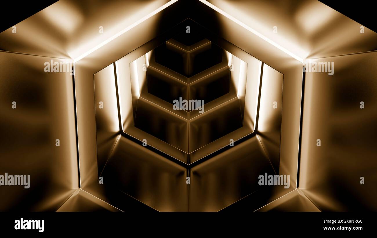 3D animation of a science fiction industrial alien architecture ...