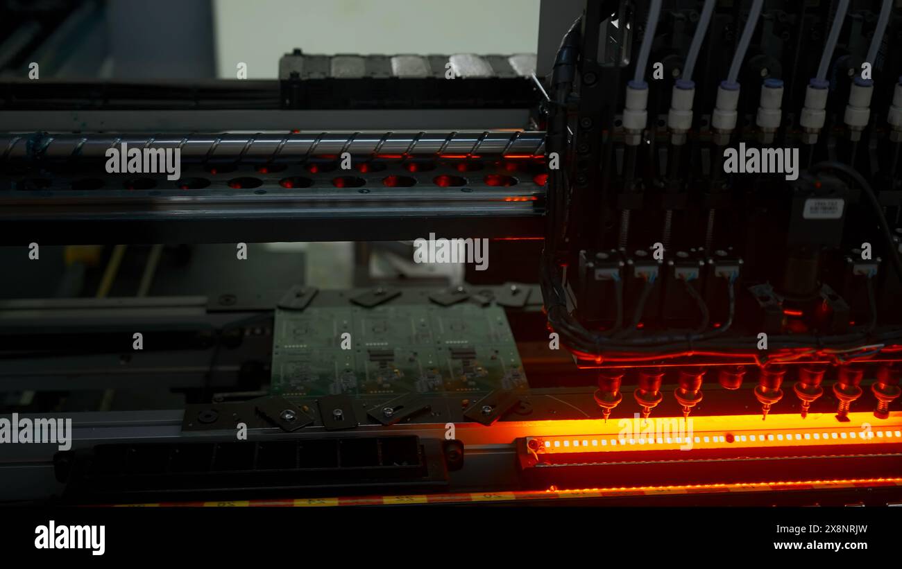 Fully Automated Assembly Line At Electronics Factory Creative Component Installation On