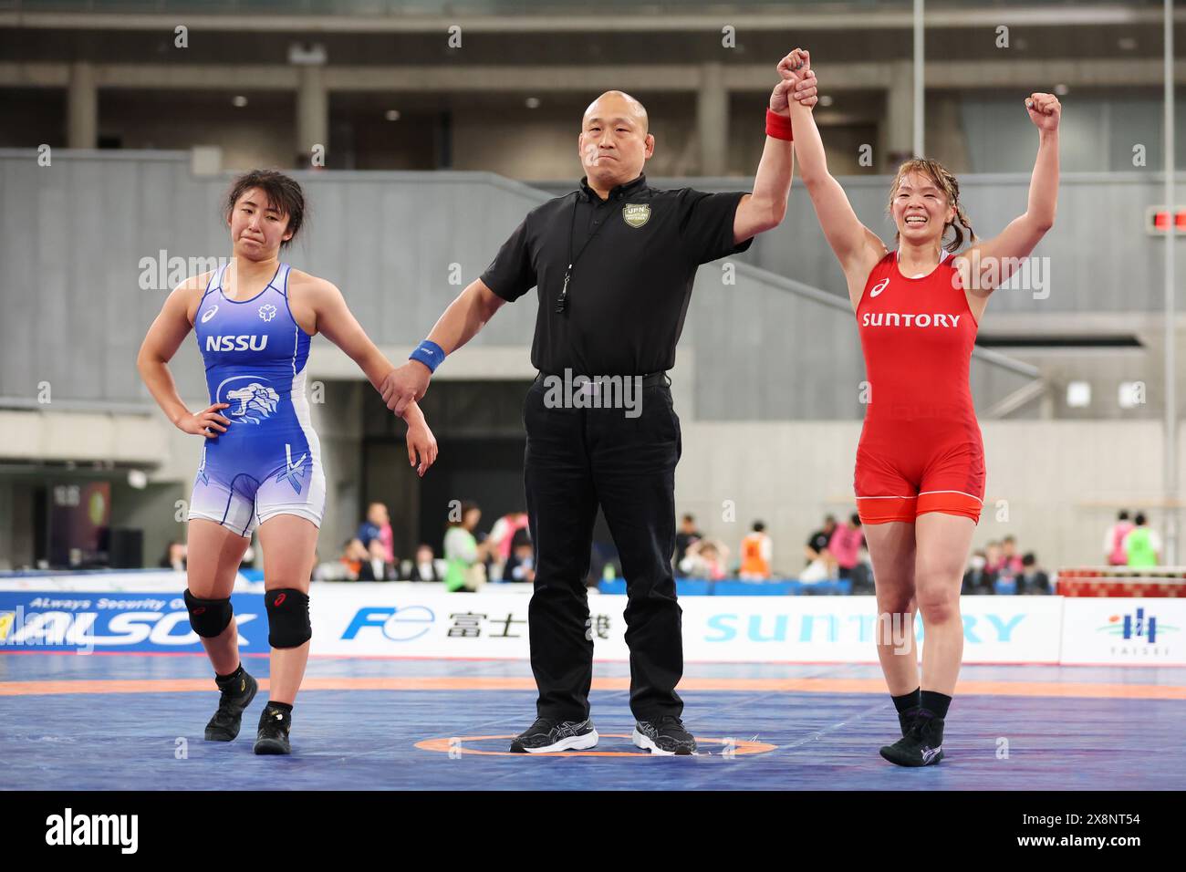 Tokyo, Japan. 26th May, 2024. (L to R) Sakura Onishi, Risako Kinjo Wrestling : Meiji Cup All ...