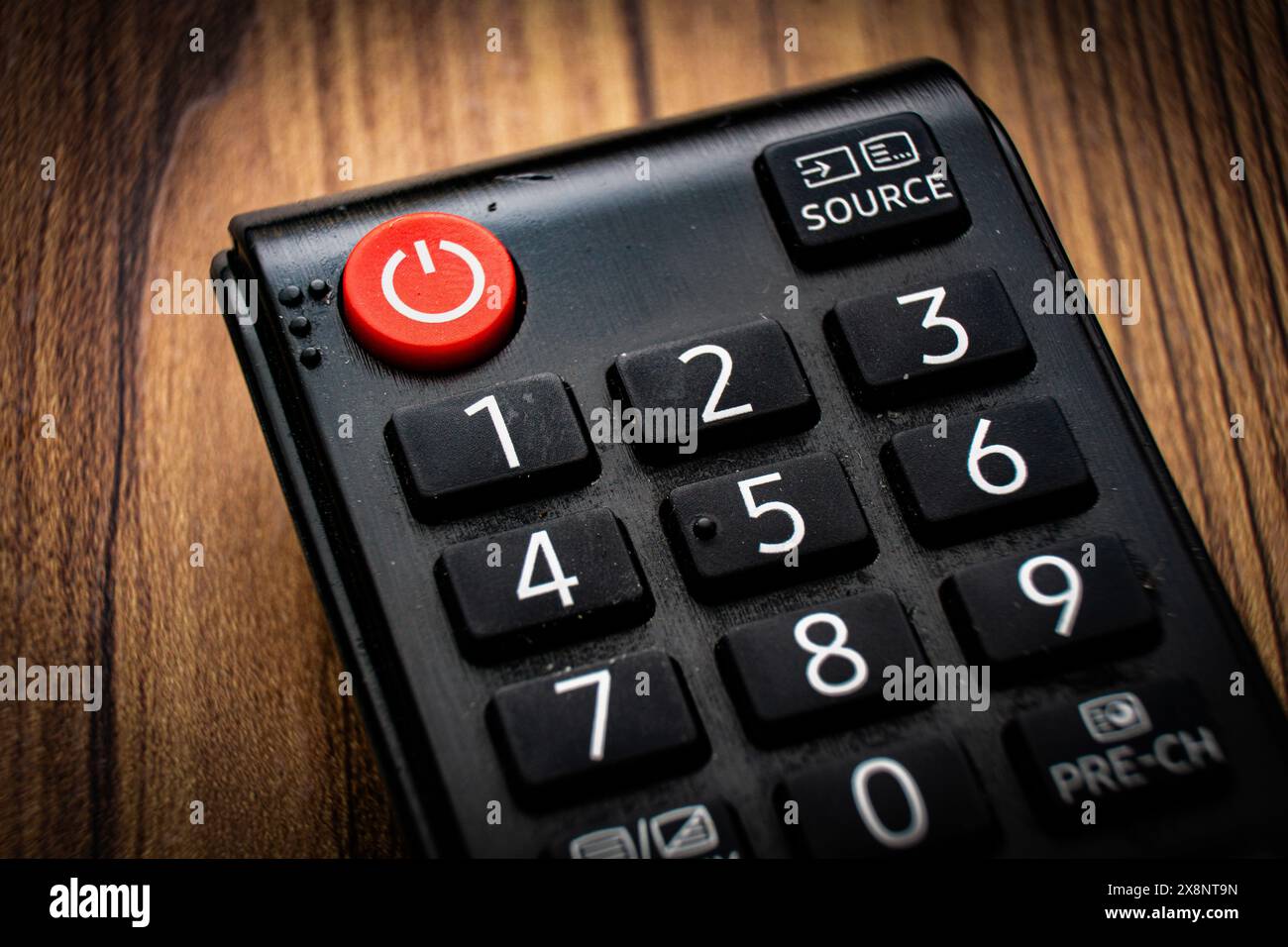 red shut off button on a remote control powering down shutting of ...