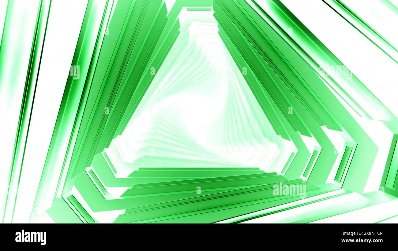 Psychedelic triangular tunnel moving through space. Motion. Moving ...