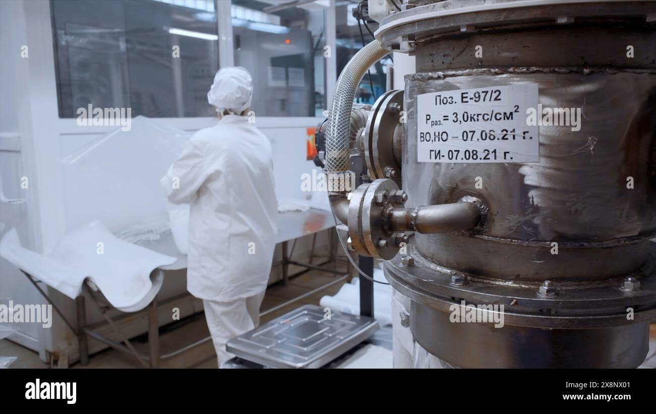 View inside of the industrial dairy production facility. Clip. Huge ...