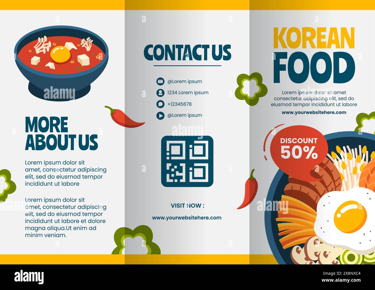Korean Food Brochure Cartoon Hand Drawn Templates Background ...