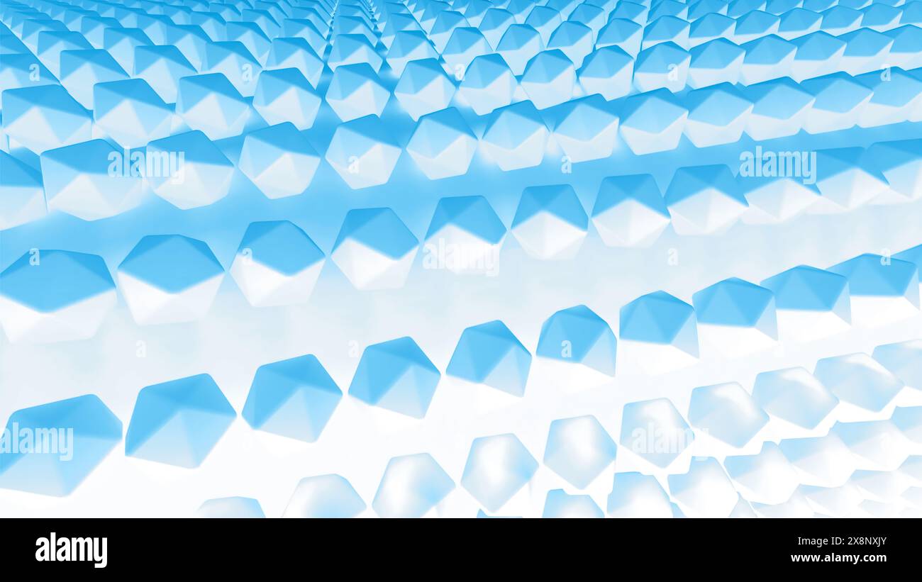 Rows of rotating multifaceted figures. Motion. Endless 3d shapes with ...